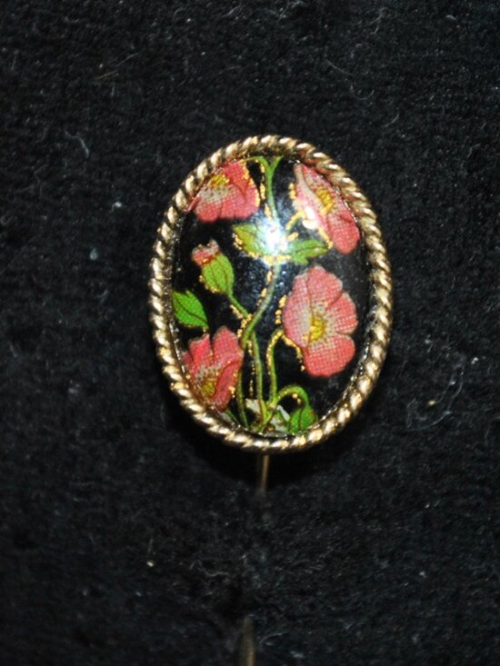 Jewelry | Vintage Whiting Davis Black Pink Floral Stick Pin | Poshmark